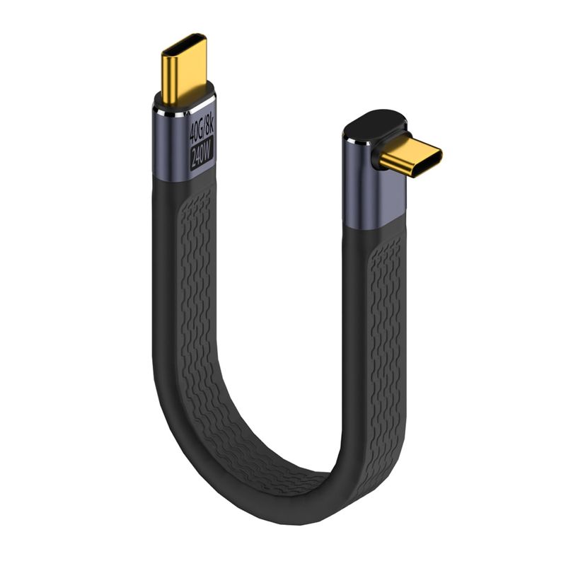 QIANRENON 240W USB4.0 C Male to 90° Angle Type C Male PD Fast Charging ...