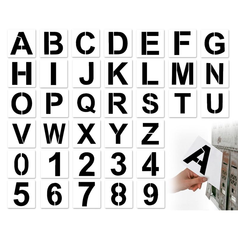 Emezddo Pack of 36 Letter Stencils, Reusable Alphabet Stencils, Number Stencils, Alphanumeric ...