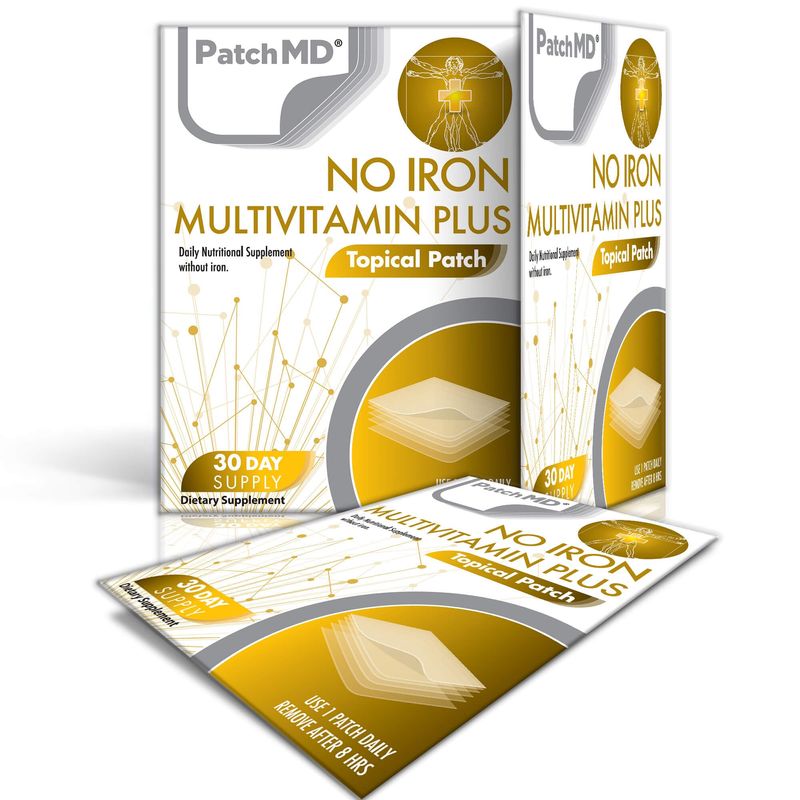 PatchMD No Iron Multivitamin Plus™ 30 Daily Topical Patches. 100% Natural. Allergy & Filler Free ...