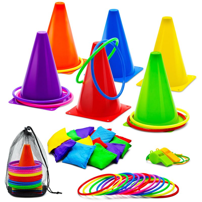 3-in-1 Carnival Games Set: 35-Piece Ring Toss Game for Kids with ...