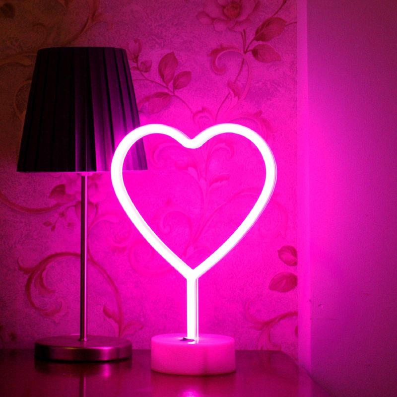 BHCLIGHT Pink Heart Neon Sign, LED Neon Light Battery Operated or USB ...