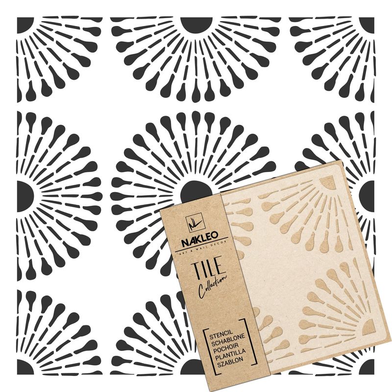 NAKLEO Tile Painting Stencil 10x10 cm, Alicante Dandelion Circle Floral ...
