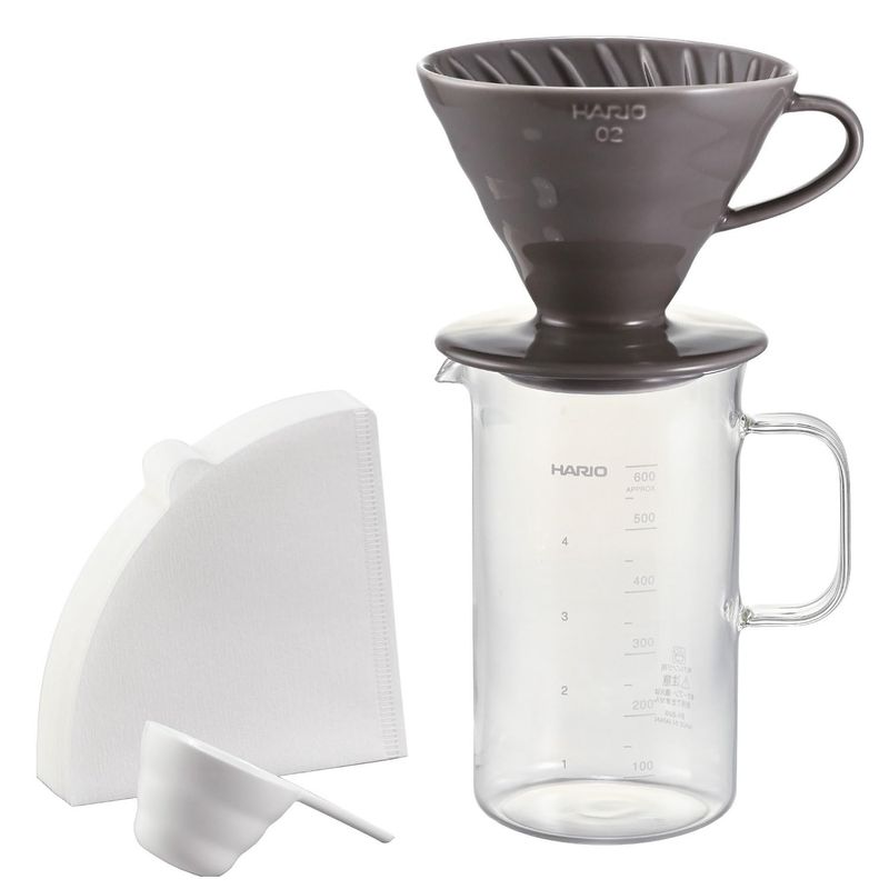 HARIO BVD-3012-GR Crafts Science Beaker Server & Coffee Dripper Set, Practical Capacity, 20.3 fl ...