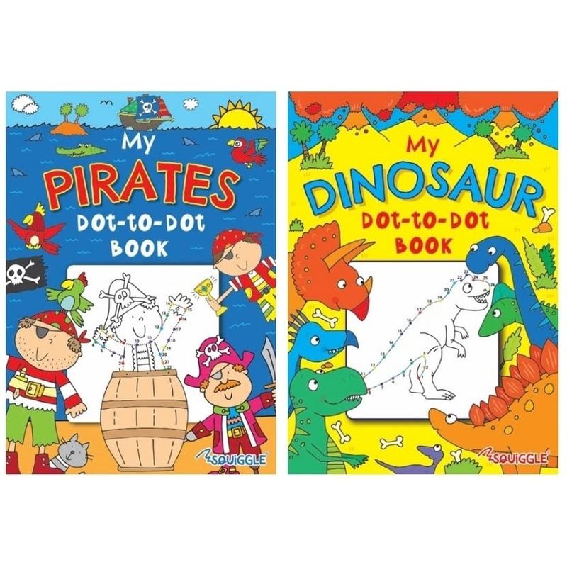 Squiggle P2257 My Dinosaur & Pirates A4 Dot to Dot Colouring Books ...