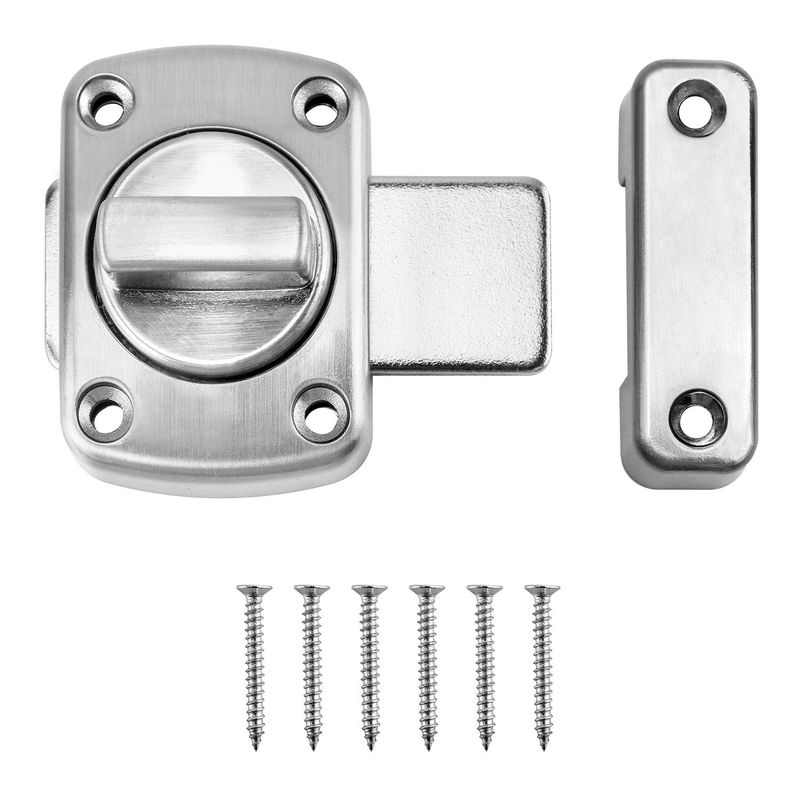 QWORK® Rotate Bolt Latch Lock Stainless Steel Gate Bathroom Door Lock ...
