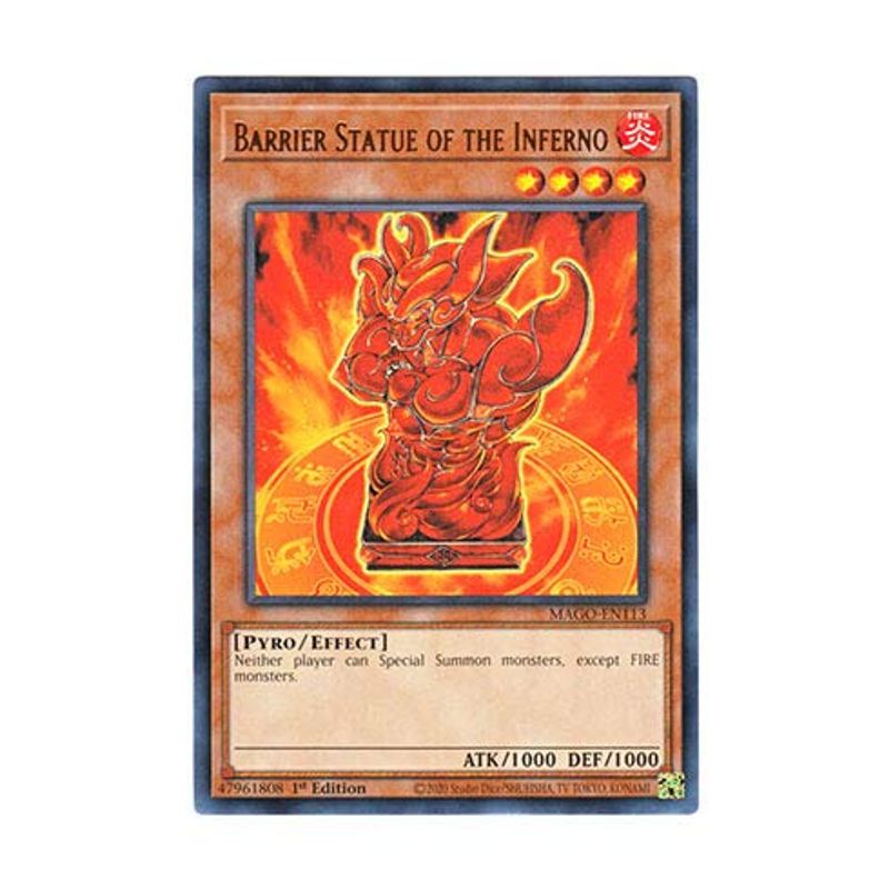 Yu-Gi-Oh! MAGO-EN113 Barrier Statue of the Inferno Barrier of Fire (Rare: Gold) 1st Edition ...