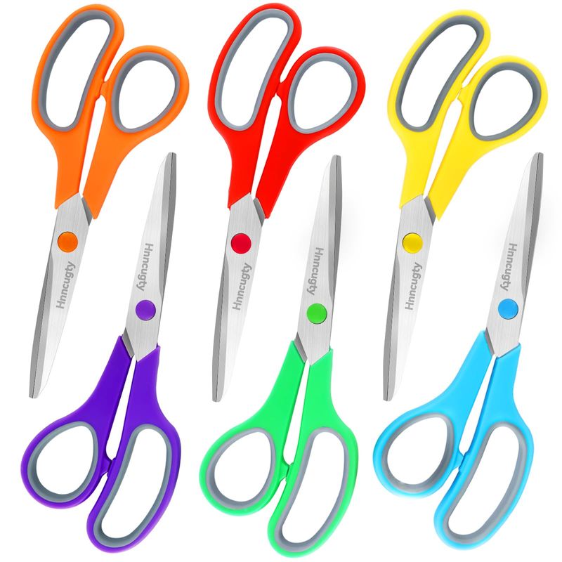 Scissors, Hnncugty 8" Scissors All Purpose Bulk Set of 6-Pack, Sharp ...