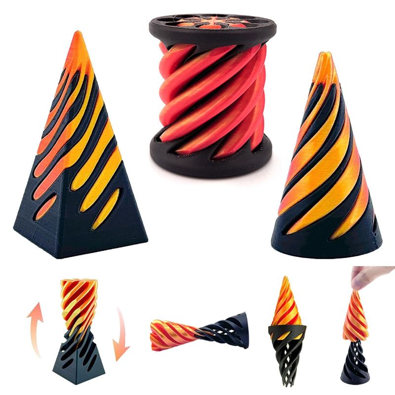 3Pcs Spiral Cone Fidget Toy, 3d Printed Fidget Toy, Impossible Cone ...