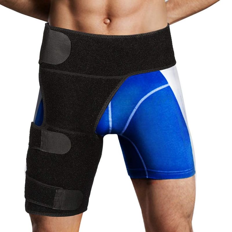 Compression Hip Brace Fits Right & Left Leg, Adjustable Groin Wrap ...
