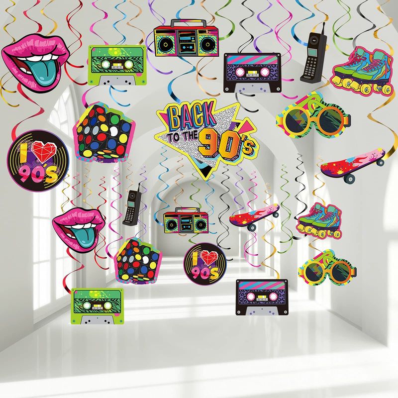 30 Pieces 90s Theme Party Decorations 90's Party Colorful 1990's Hip ...