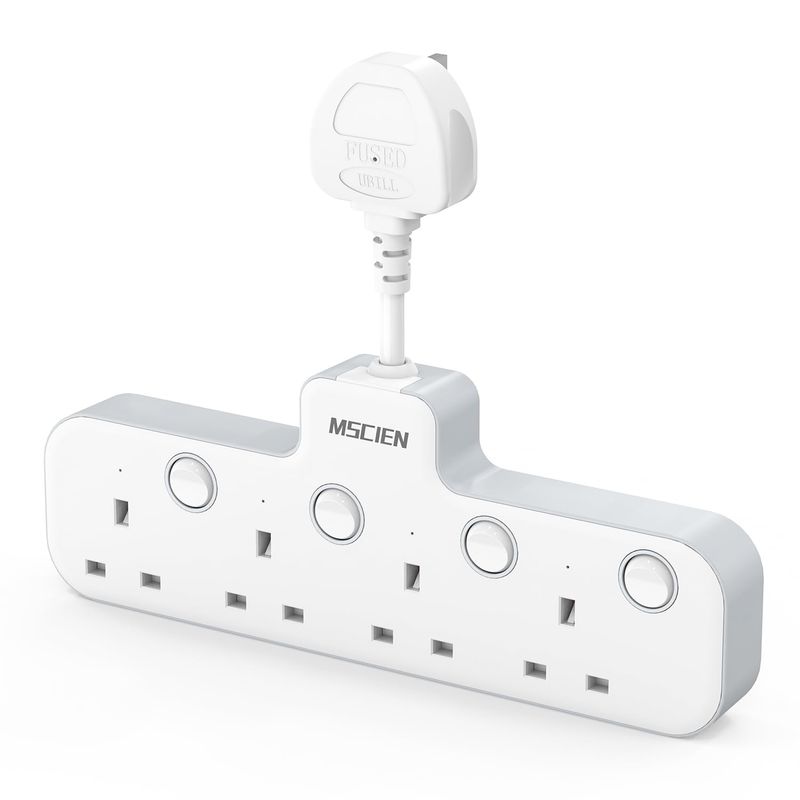 Mscien Hanging Plug Extension Socket, Multi Plug with Switches 4 Way ...