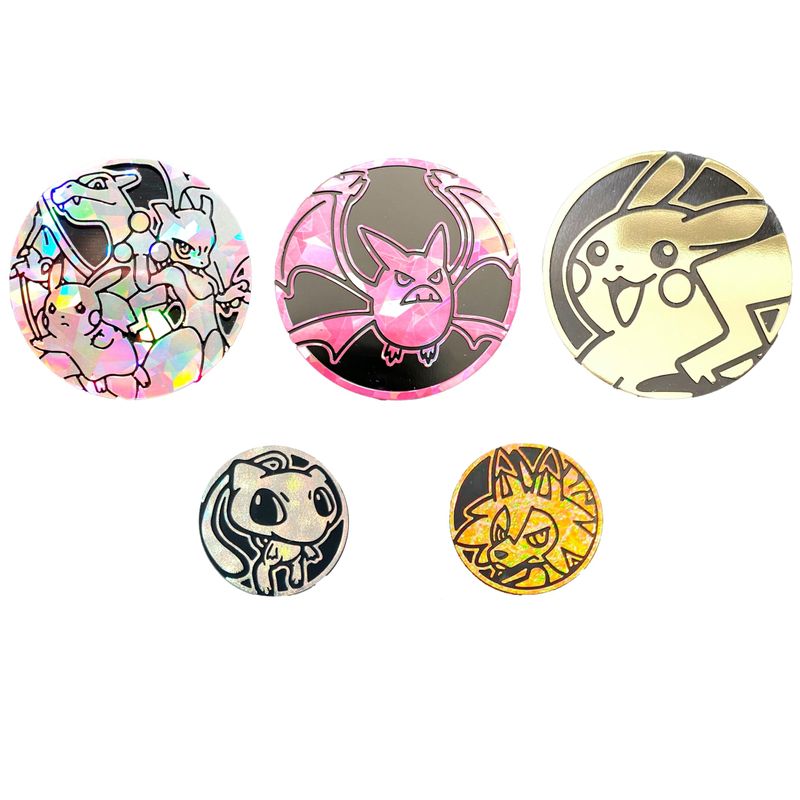Aunténtico Pokemon Coins Pack of 5, Different Coin Sizes, Pokemon Coins ...