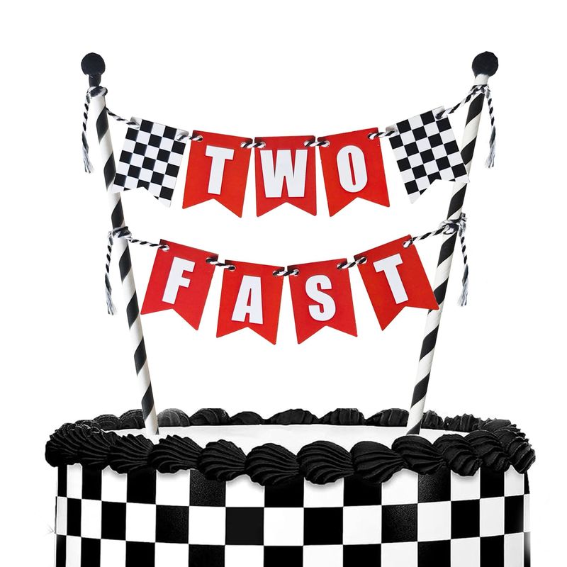 Two Fast Cake Topper, Race Car 2nd Cake Decoration, 2 Years Old Red ...
