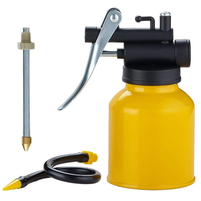 Junchi Hand Pump Oiler Can Professional Level 8 oz. Capacity Pump Oiler ...