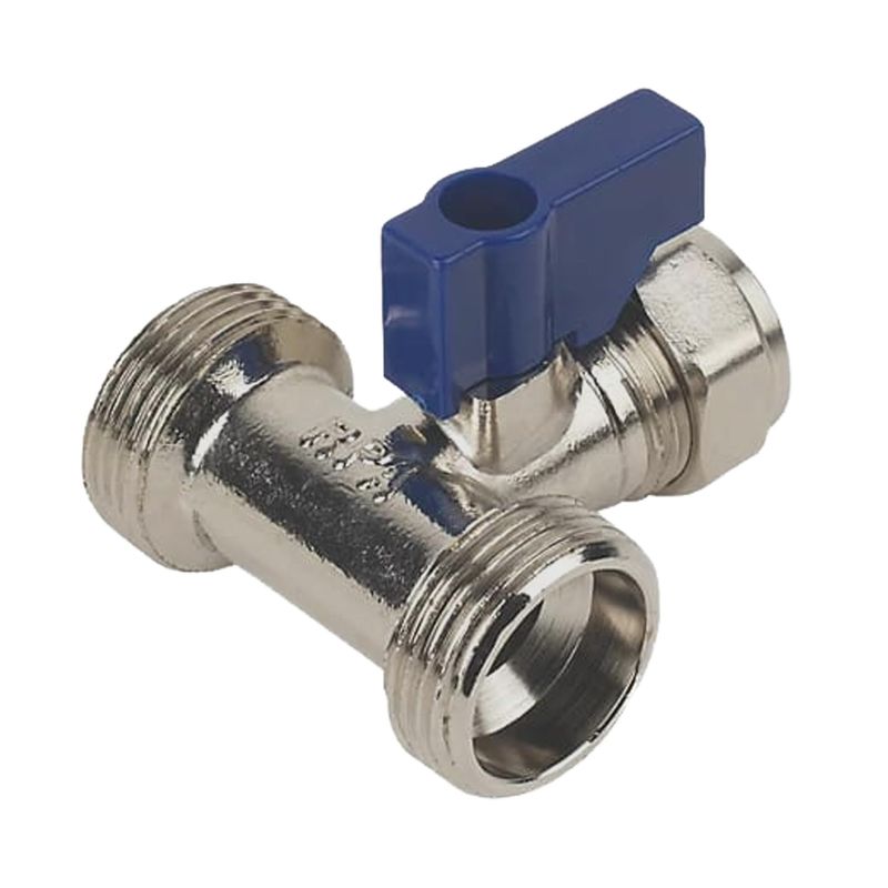 Dual Appliance Tee Valve | 3/4” x 3/4” x 15mm | BSP Compression Twin ...