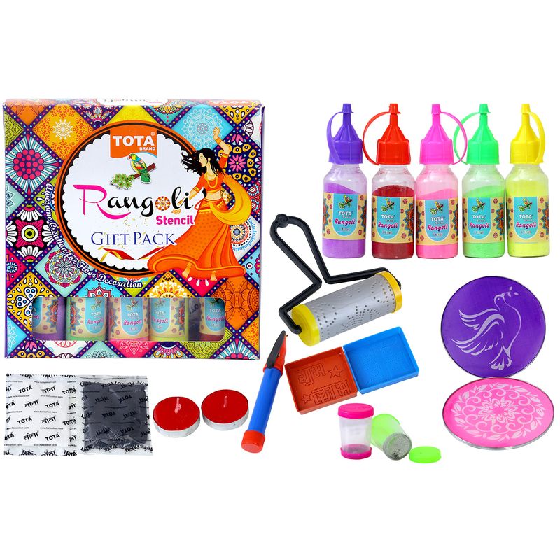 TOTA Rangoli Gift Pack with Latest Squeeze Bottles Rangoli Tool Kit ...