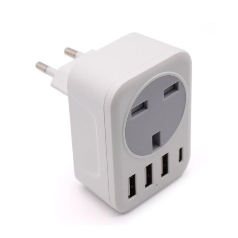 AJP 15W UK to European Travel Plug Adaptor,UK to EU Adapter with 3 USB ...