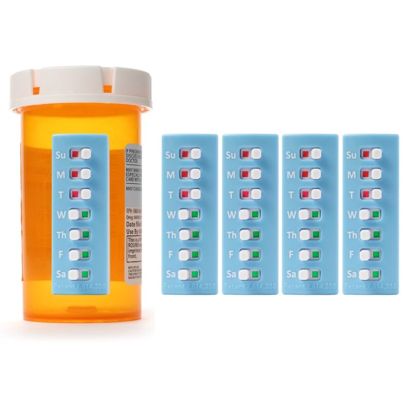 5 Pack Medication Tracker and Reminder, Take-n-Slide Reusable Peel and ...