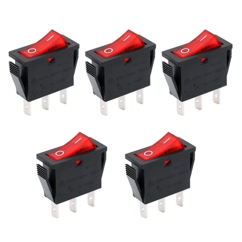 Baomain Snap-in Rocker Switch ON-Off SPST 250V 16A 125V 16A 3 Terminal ...