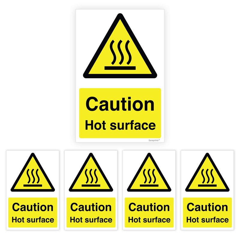 Pack of 5 Caution Hot surface Labels (100 x 150mm) Kitchen Fryer ...