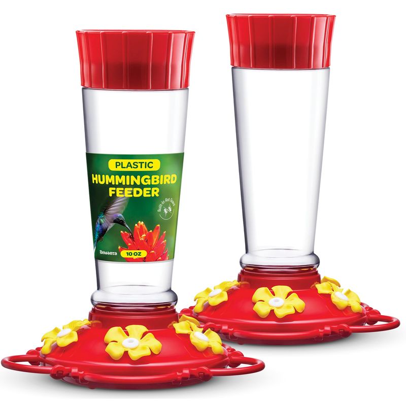 Hummingbird Feeder 10 oz [Set of 2] Plastic Hummingbird Feeders for ...