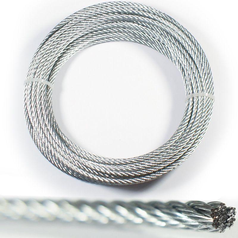 10m – 8mm Wire Rope Lashing Cable – Galvanised Steel Stranded - Metal ...