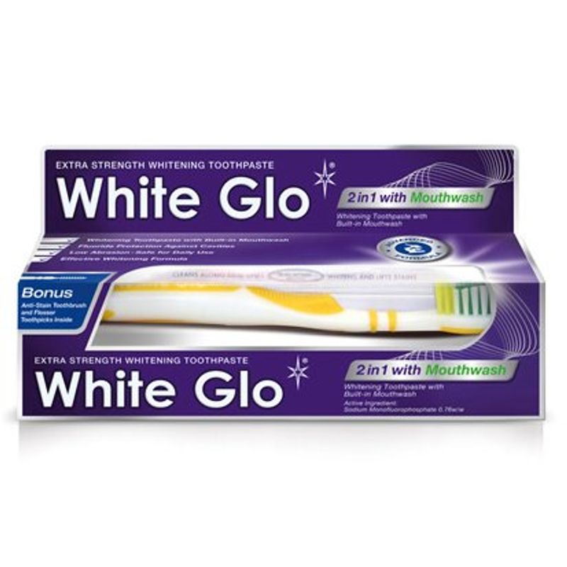White Glo Extra Strength whitening Toothpaste 100ml Plus Toothbrush ...