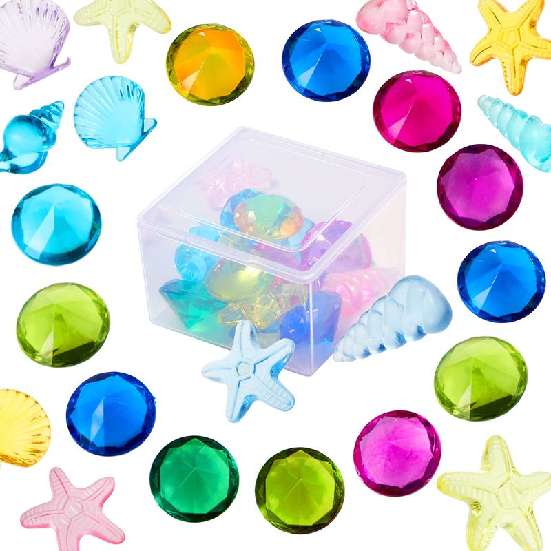 24 Pieces Diving Gem Pool Toy Ocean Theme Colorful Diamond Set Marine ...