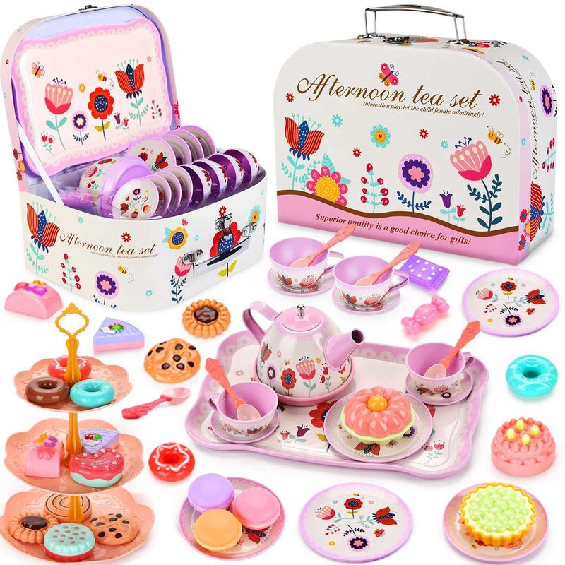 Lajeje Tea Set for Little Girls, Birthday Gift for Age 3 4 5 6 Year Old ...