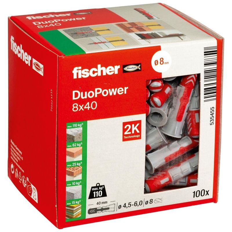 fischer DuoPower 8 x 40, powerful universal plug with intelligent 2 ...