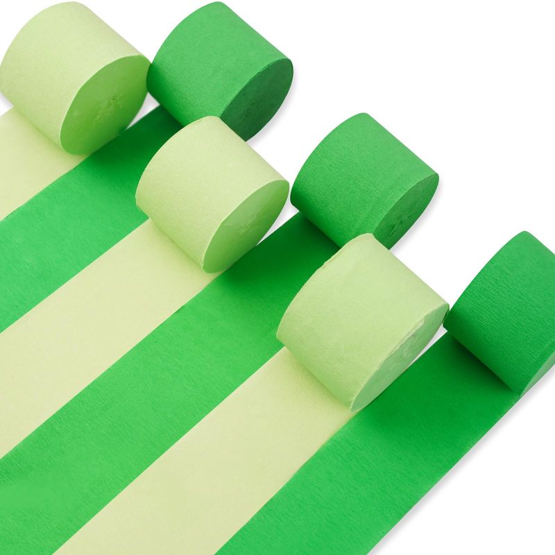 PartyWoo Crepe Paper Streamers 6 Rolls 492ft, Pack of Grass Green and ...