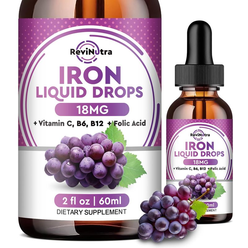 Liquid Iron Supplement for Women, Men & Kids - Liquid Iron Drops with ...