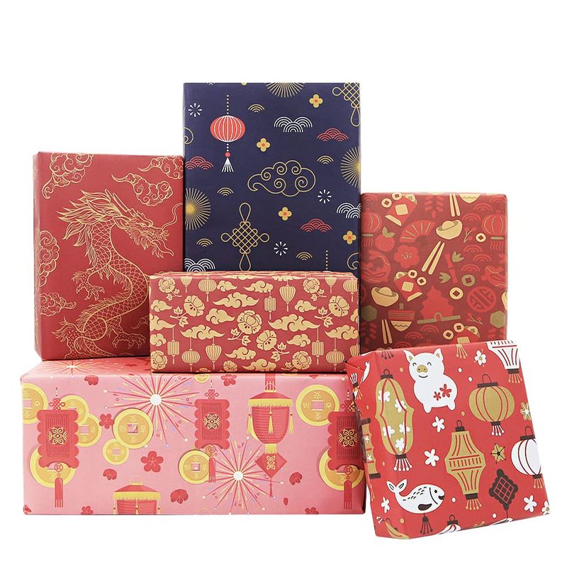 Chinese Gift Wrapping Paper,Mother's Father's Day Happy Birthday Red ...