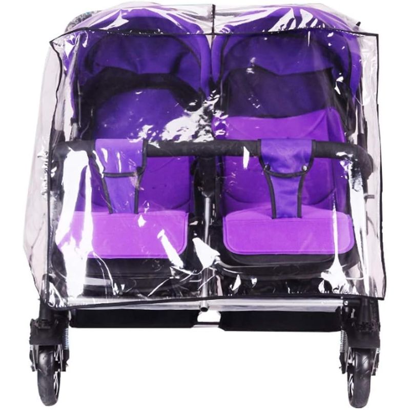 Double Rain Cover EVA Transparent Rain Cover for Pushchair Twin Side by ...