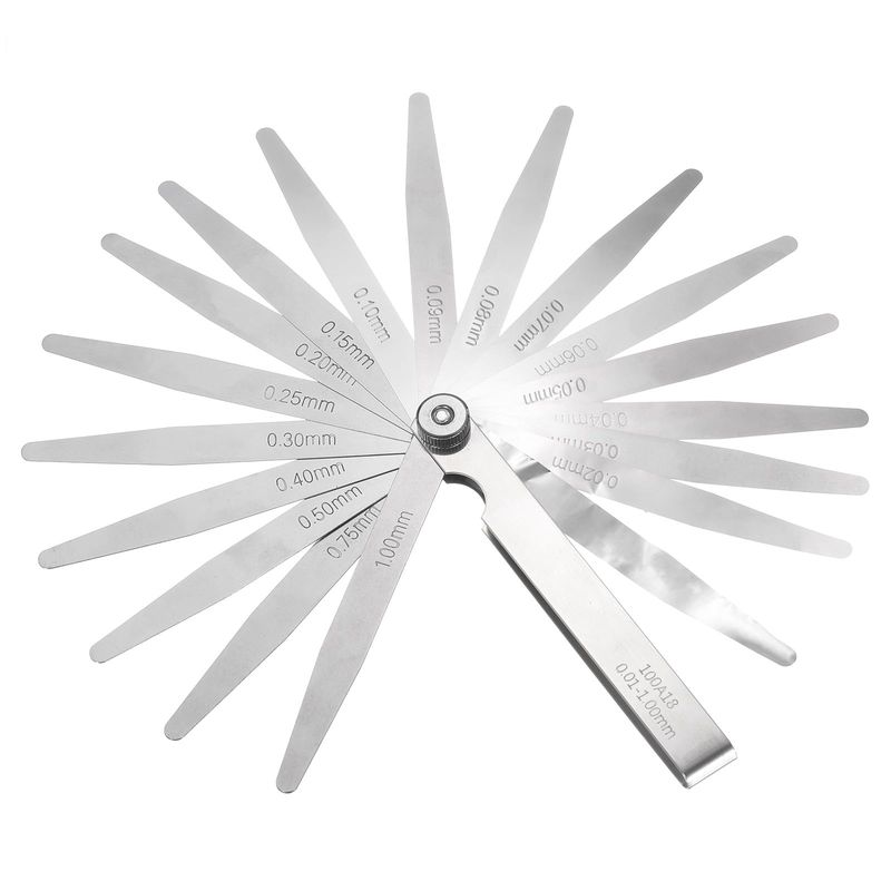 sourcing map Metric Thickness Feeler Gauge 0.01-1.0mm 18 Blades Tapered ...