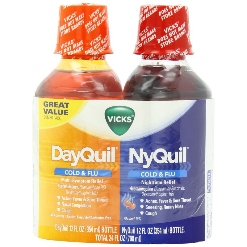 Vicks Nyquil Cold & Flu Nighttime Relief And Dayquil Cold & Flu Multi ...