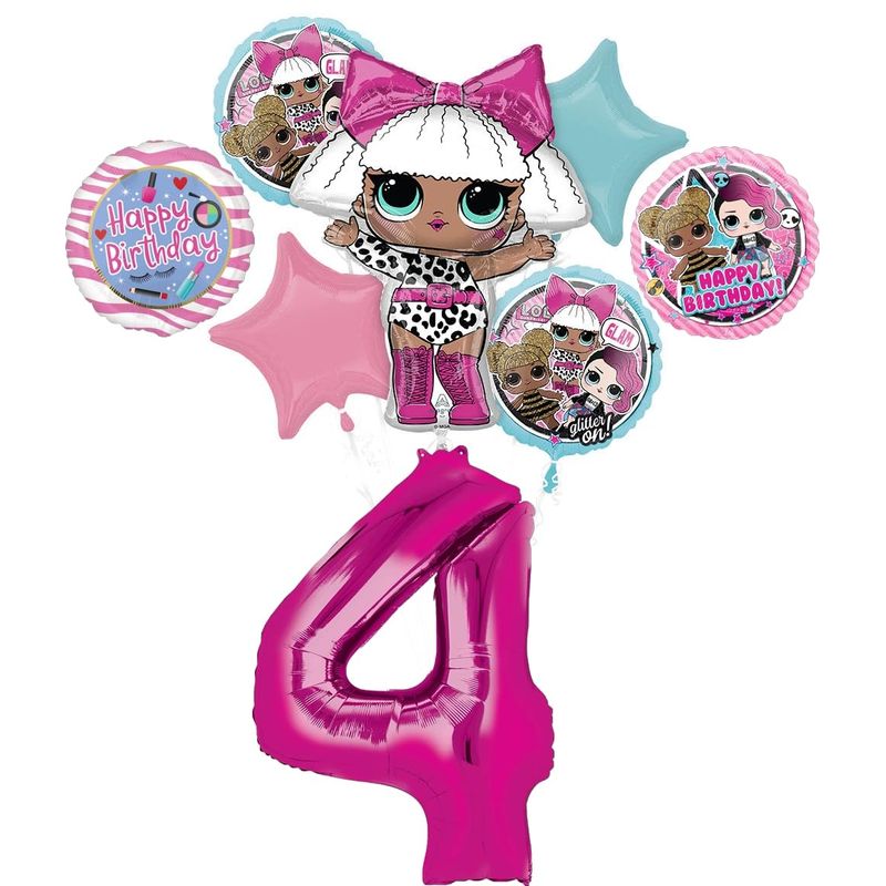 LOL Surprise 4th Birthday Party Supplies Balloon Bouquet Decorations ...
