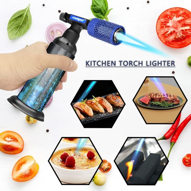 HOSECES Blue Butane Torch Lighter with Anti-Burn Stainless Steel ...