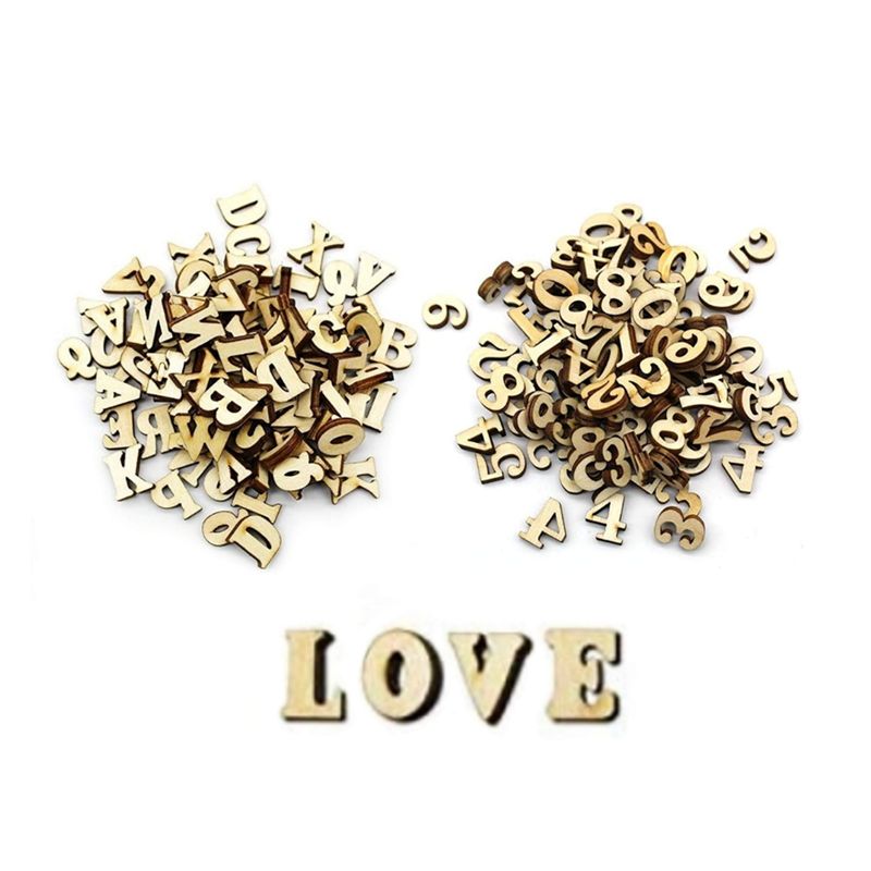 200 Pcs Wooden Capital Letters Numbers Small Wooden Letters, Wooden ...