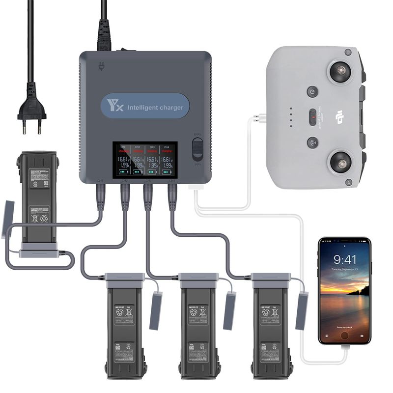 WANGCL 6 in 1 LCD Display Dual Charging Mode Battery Charger ...
