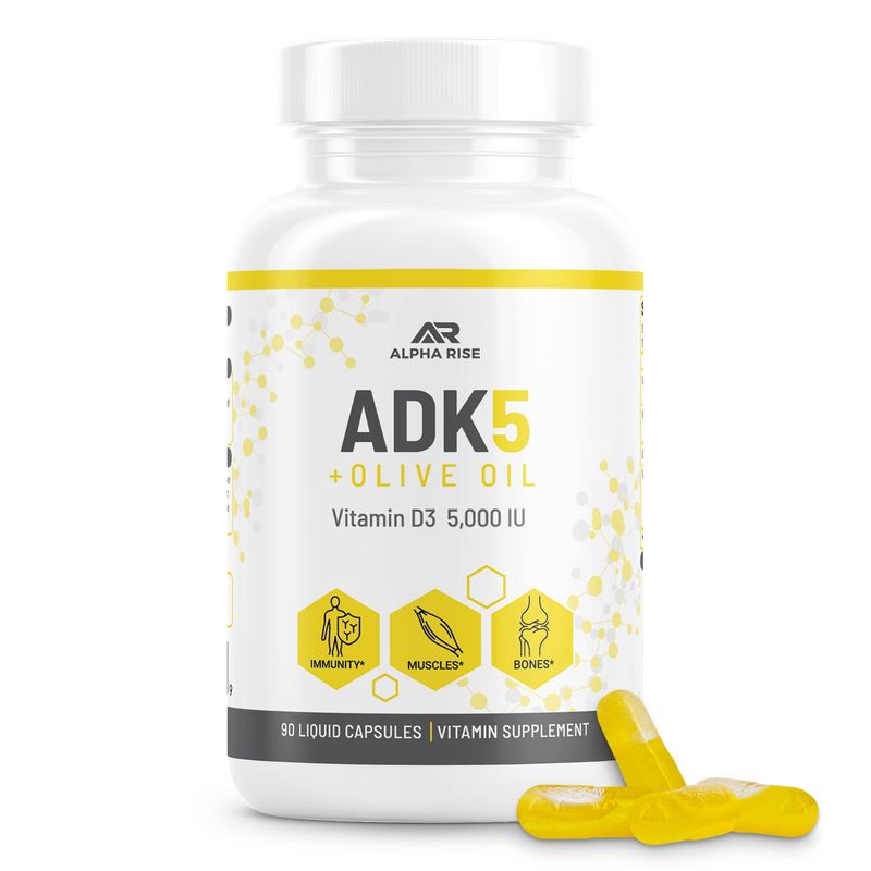 ALPHA RISE ADK Vitamin Supplement + Olive Oil for Better Absorption ...
