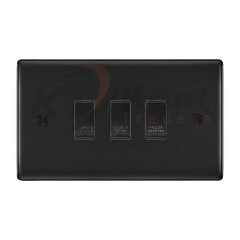 BG Matt Black 3 Gang Custom Grid Switch Panel Labelled Kitchen ...