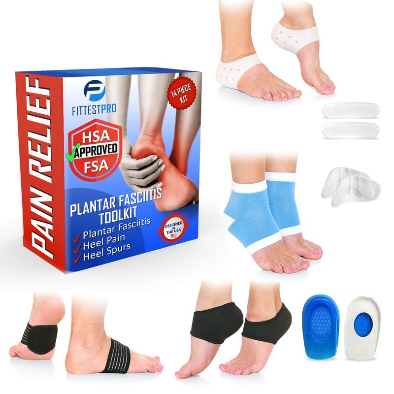 Plantar Fasciitis Foot Pain Relief 14-Piece Kit – Premium Planter ...