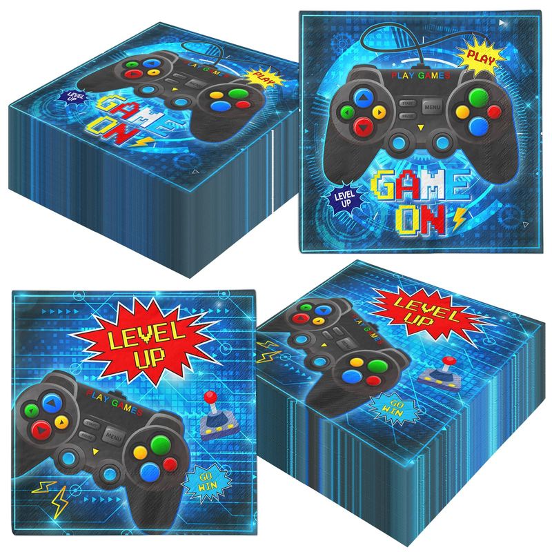 Video Game Party Decorations Napkins,40pcs Video Game Napkins Blue ...