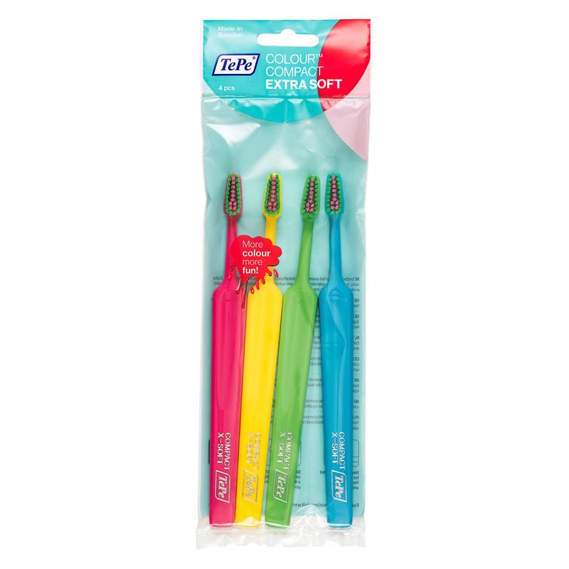 TePe Colour Compact X-soft toothbrush for adults - Colourful brush with ...