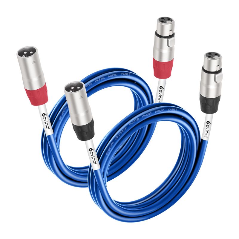Devinal HiFi XLR Cable 3.3FT 2-Packs, Standard XLR Male to Female Microphone Cable, 3-Pin ...