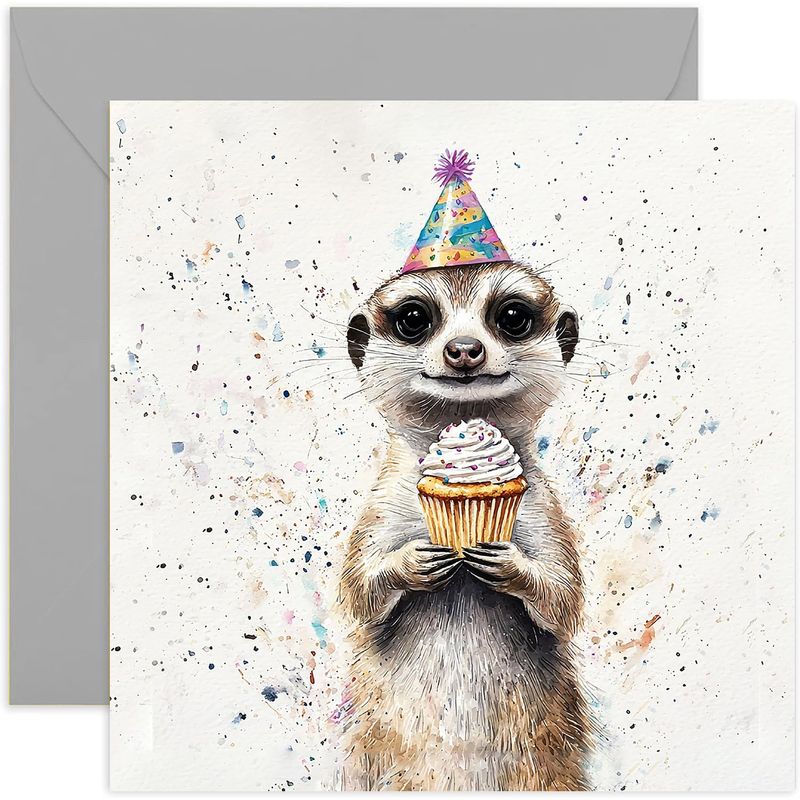 Sweet Meerkat Birthday Greeting Cards for Her Him - Cute Birthday Cards ...
