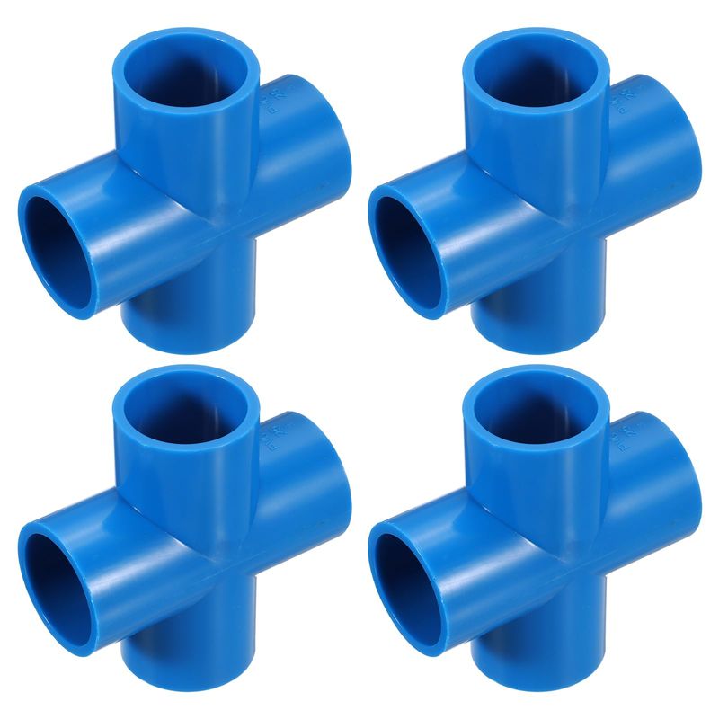 sourcing map 4 Pcs PVC Fitting, Cross 4 Way PVC 1" 0.98" PVC Connectors ...