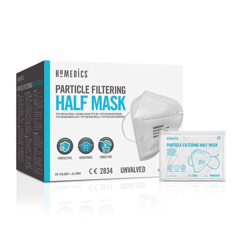 HoMedics 20 Pack, Single Use Face Masks FFP2 PPE - CE Certified, 3 ...