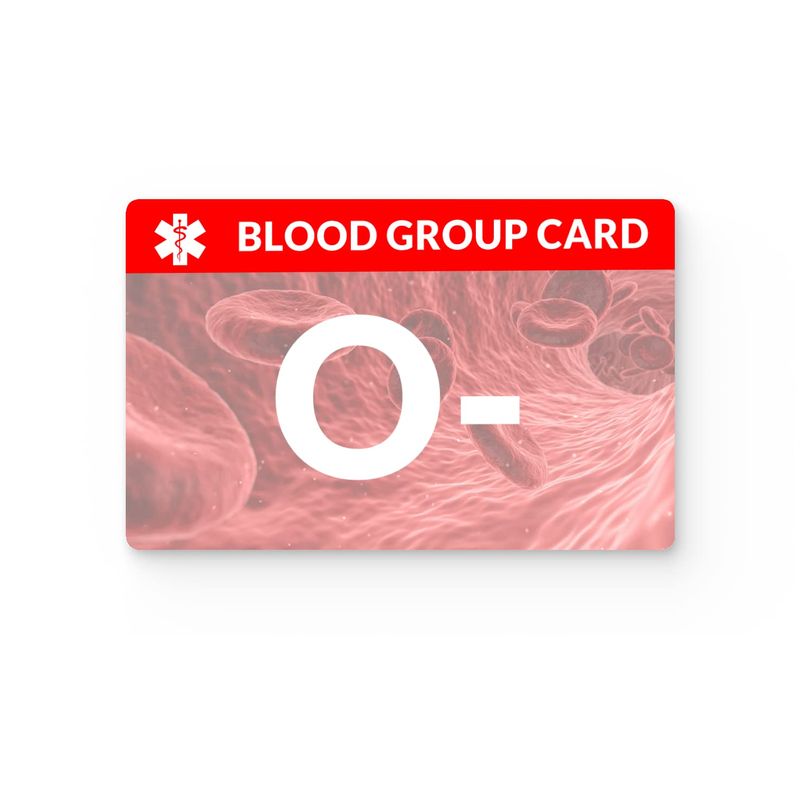 Type O- (O negative) Blood Group Medical Card - Online Marketplace ...
